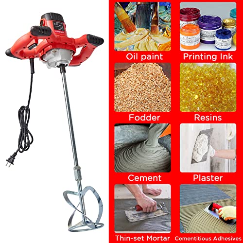 Goyappin 2300W Cement Mixer, Handheld Concrete Mixer for Drill,with 6 Adjustable Speed, Portable Electric Cement Mixer for Mixing Mud,Mortar, Plaster,Cement, Paint, Fodder