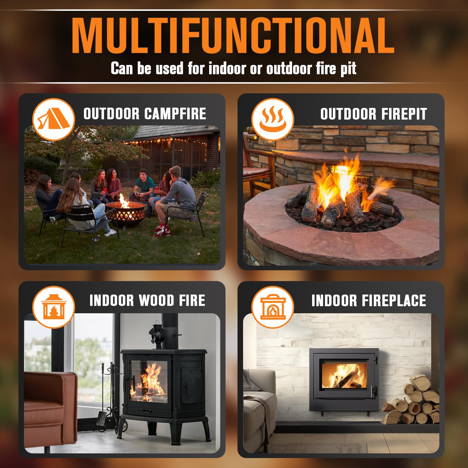 Firewood Carrier + Fire Poker + Fireplace Tongs - Fire Pit Tools for Indoor and Outdoor Use, Log Carrier for Firewood, 32 Inch Fire Poker, 26 Inch Fire Tongs, Fireplace Tools