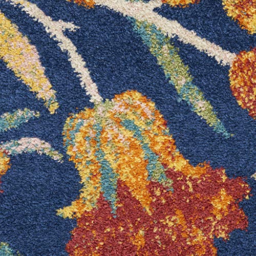 Nourison Allur Modern Navy Multicolor 4' x 6' Area -rug, Easy -cleaning, Non Shedding, Bed Room, Living Room, Dining Room, Kitchen (4x6)