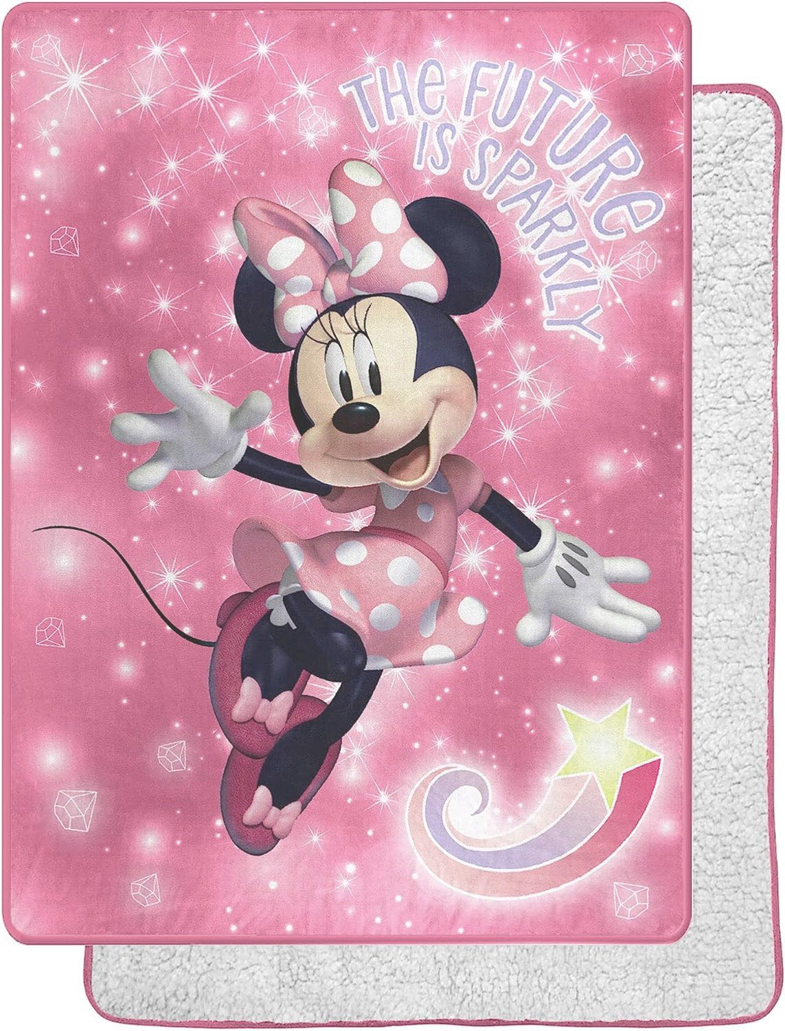 Northwest Minnie Mouse Silk Touch Sherpa Throw Blanket, 60" x 80", Minnie Sparkles