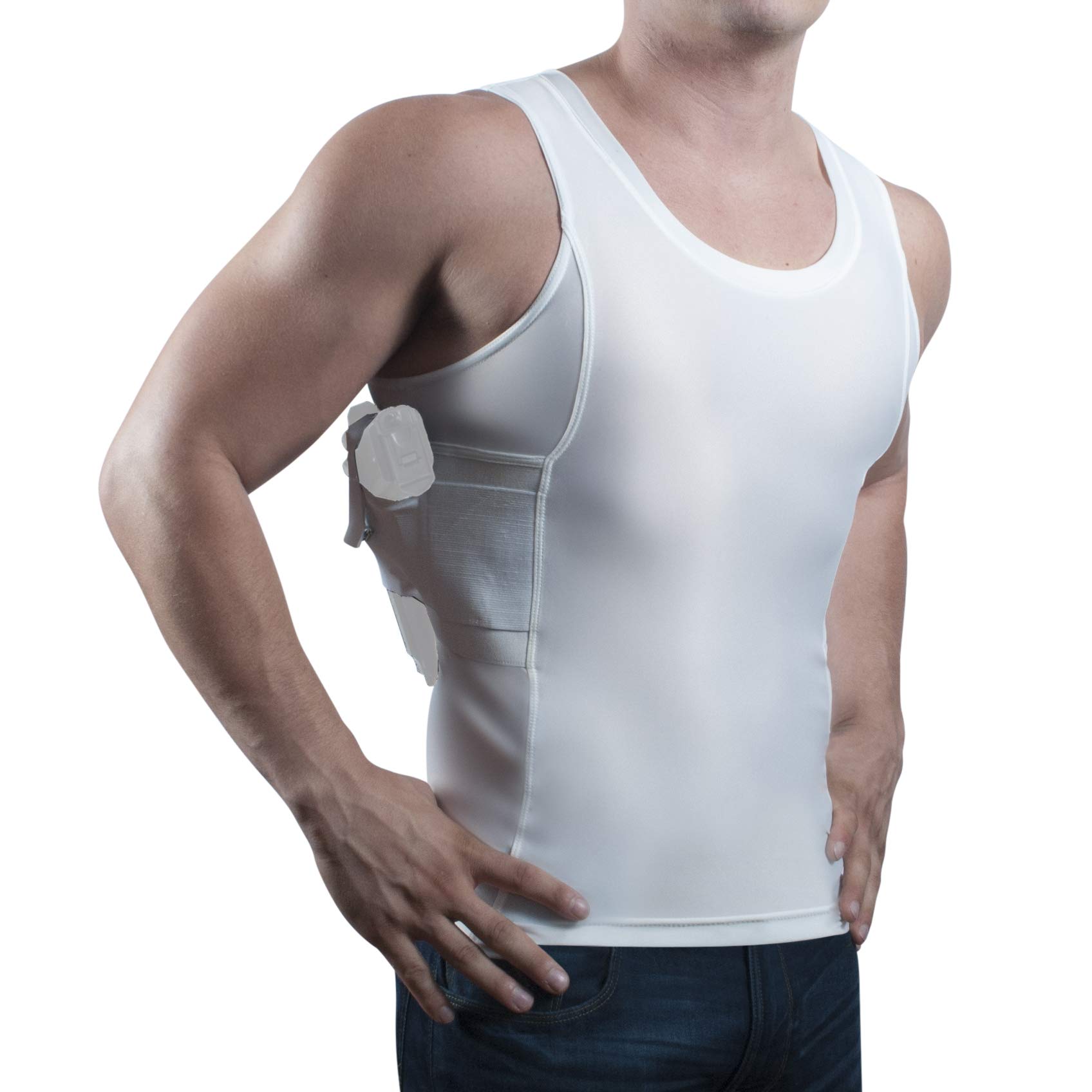 ConcealmentClothes Men’s Compression Undercover- Concealed Carry Holster Tank Top Shirt - 2 Pack- White and Black - X-Large