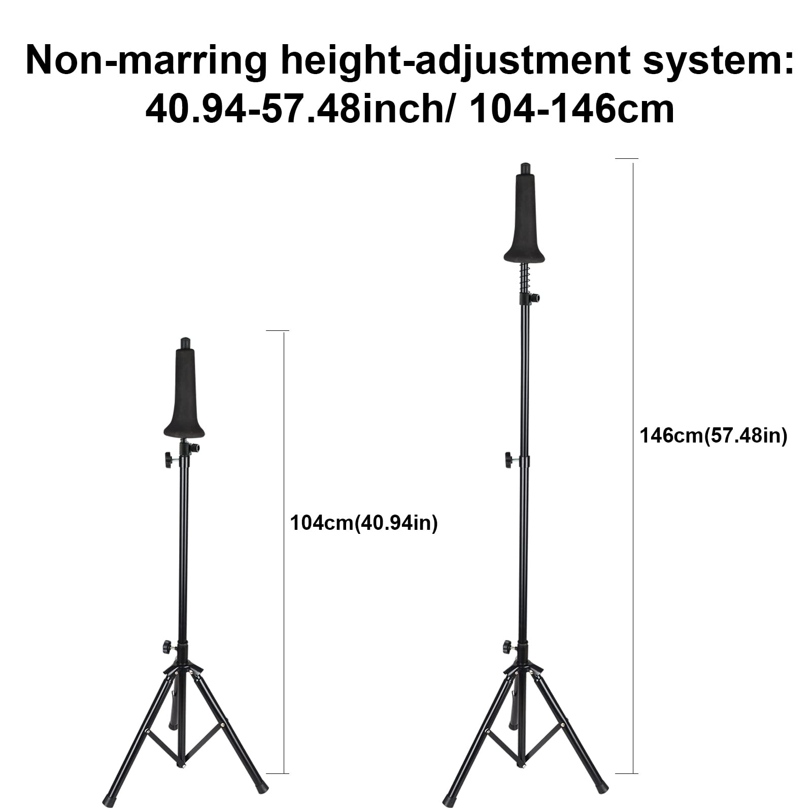 Trombone Stand Portable with Cushioned Bell Mount, Black Finish Height Adjustable 40.94-57.5inch