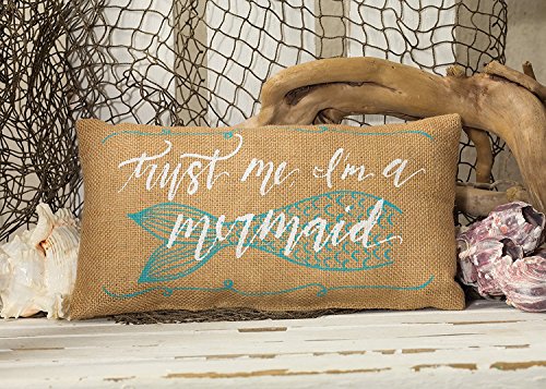 The Country House Collection Small Burlap Nautical Mermaid Pillow