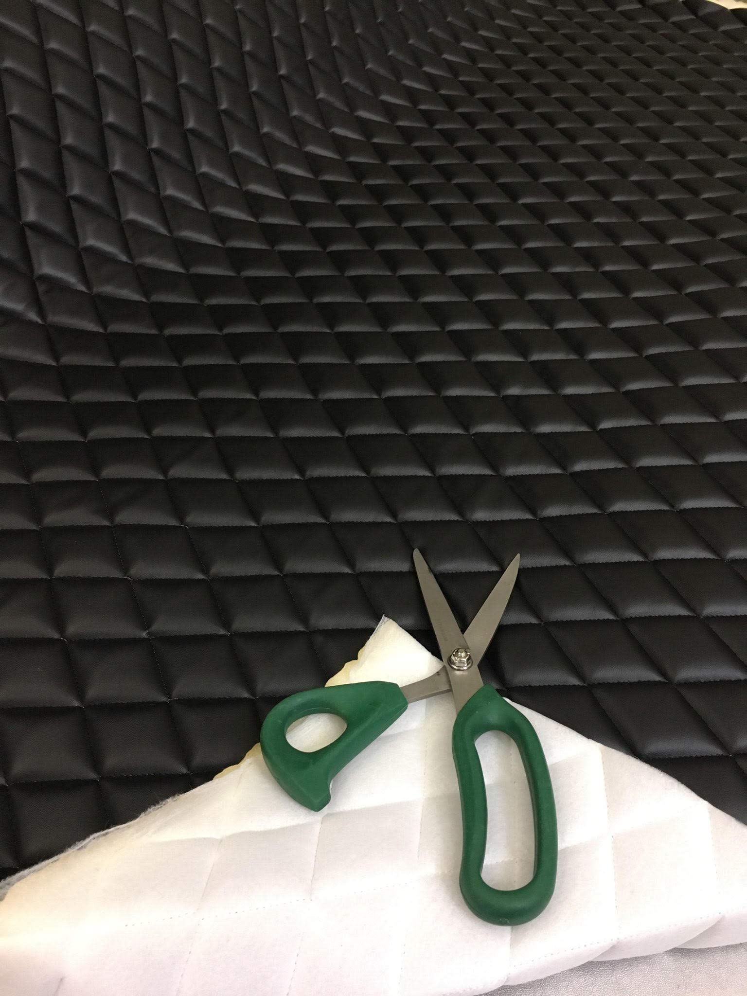 Luvfabrics PVC Quilted Faux Leather Vinyl Foam Backed- Automotive, Headliner, Furniture Upholstery, DIY Projects, Home Decor & More! (Black, 3 Yards)