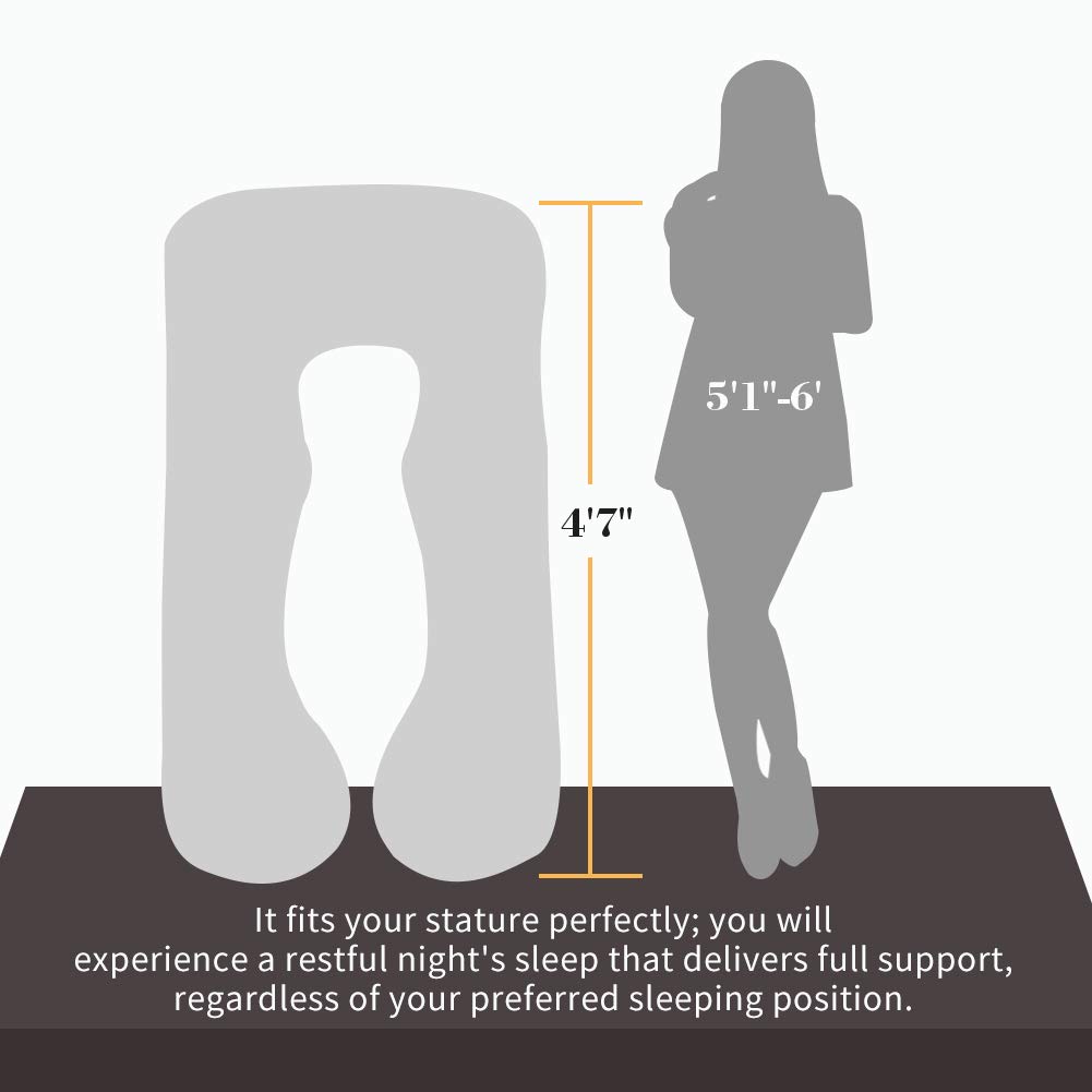 COMHO Full Body Pregnancy Pillow, U Shaped Maternity Pillow with Two Removable Velvet Cover, Support Back/Neck/Head