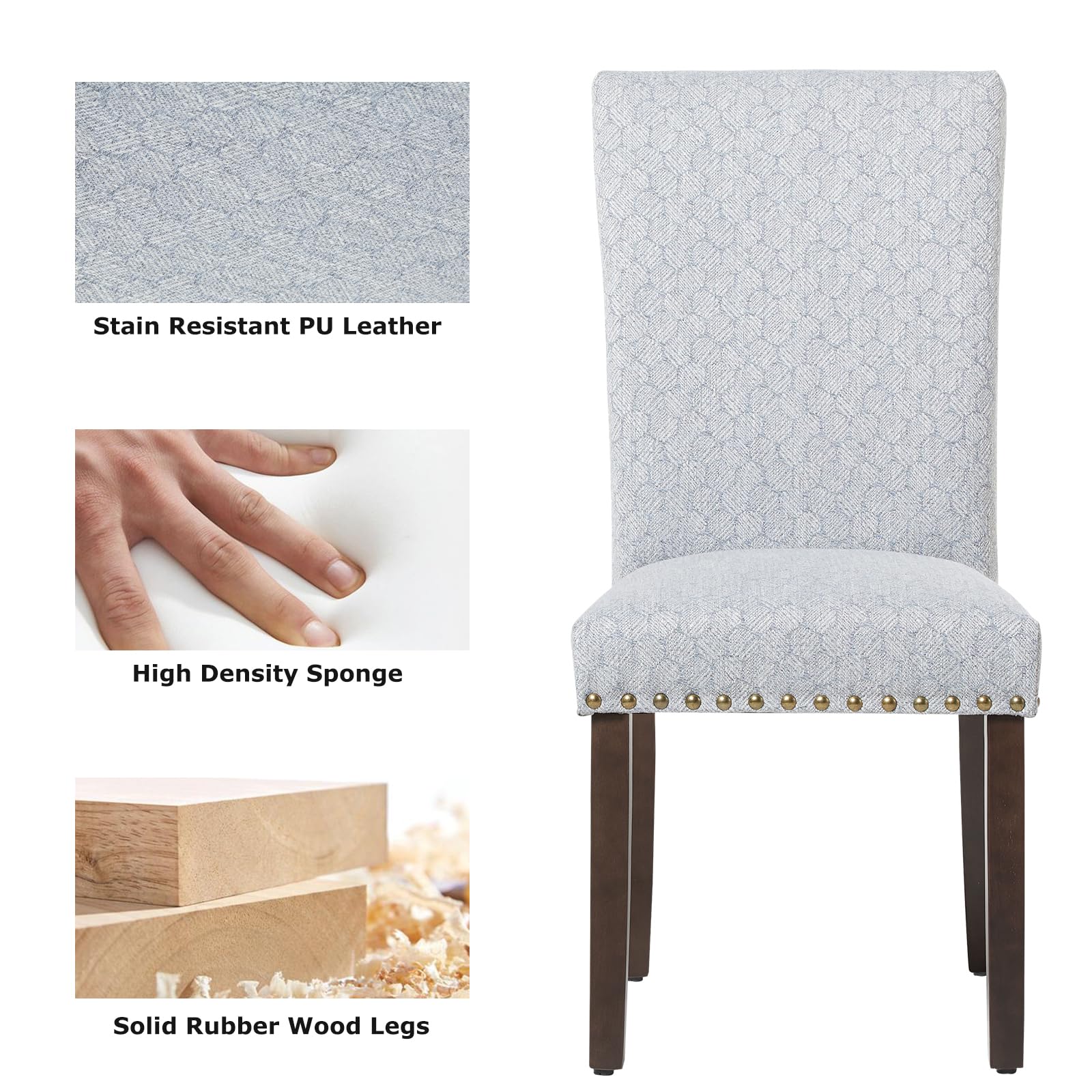 COLAMY A420-SKY2061B-2Sets fabric dining chairs, Set of 4, F-bubble