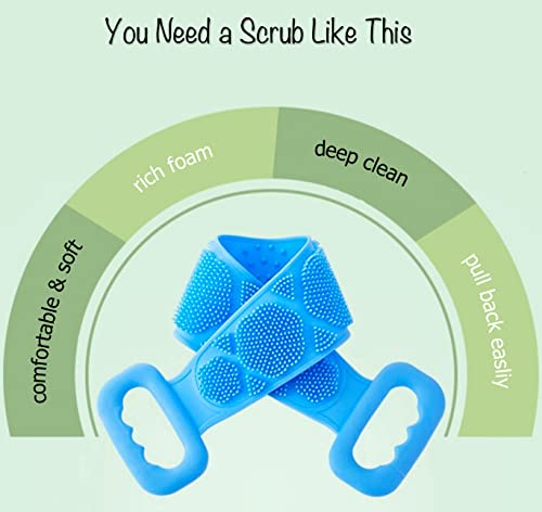 Silicone Bath Towel Back Brush Scrubber Exfoliating Scrub Body Wash Dual Side, Back Cleaner for Shower, Silicone Scrubber Body, Blue Color, 1PCs.