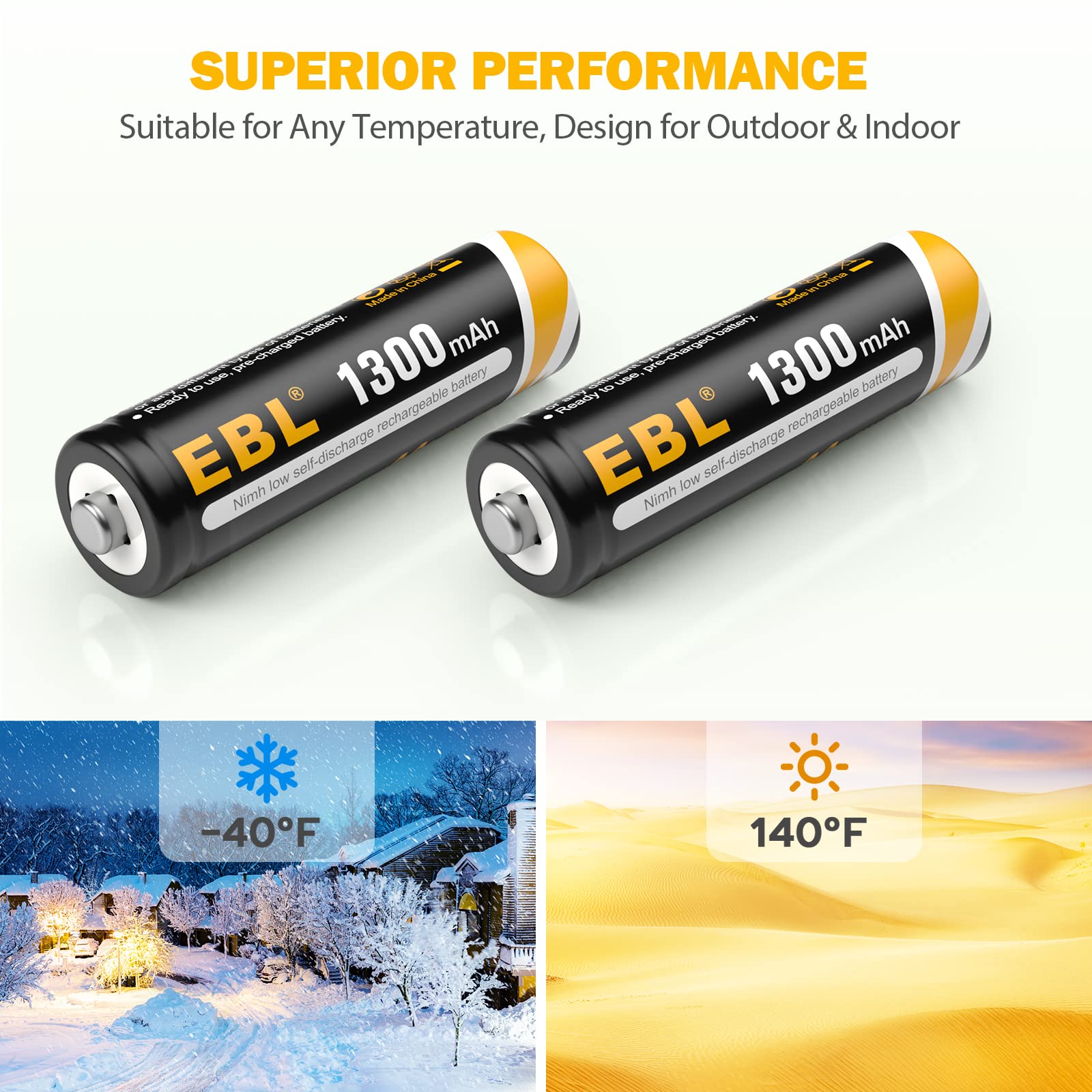 EBL 8Bay Battery Charger with AA Rechargeable Batteries 1.2V 1300mAh NIMH AA Battery and Battery Charger for Solar Lights