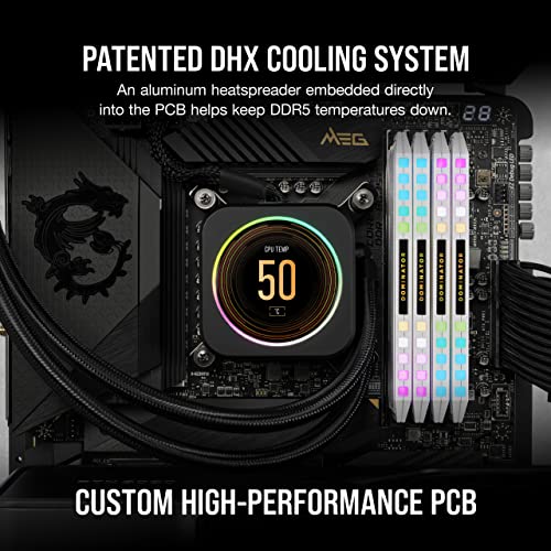 CORSAIR DOMINATOR PLATINUM RGB DDR5 RAM 32GB (2x16GB) 5600MHz C36-36-36-76 1.25V Intel Optimized Computer Memory(iCUE Compatible,Fast Performance, Patented DHX Cooling, Intel® XMP 3.0 Profiles) White