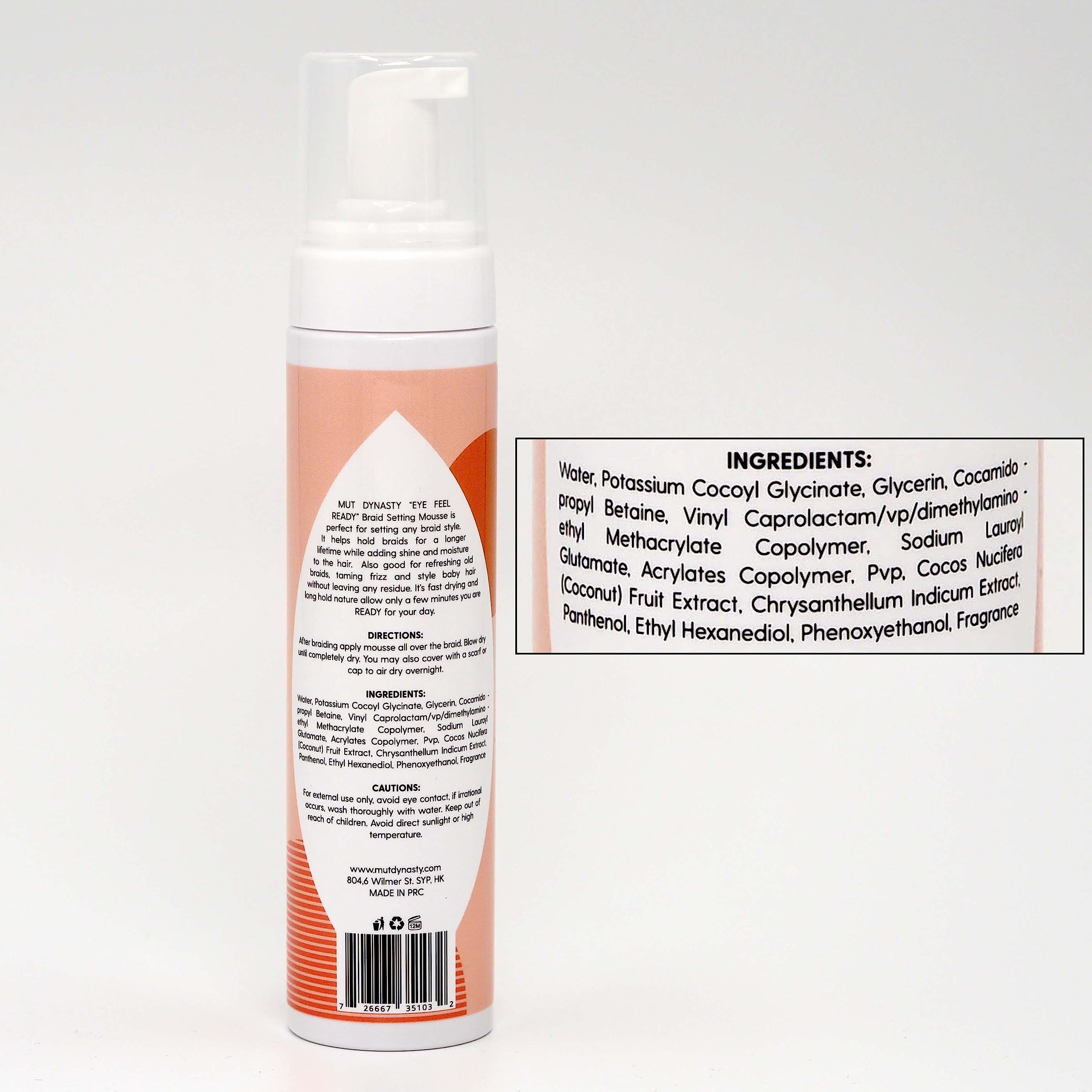 Mut Dynasty Moose Hair Setting Lotion Foam for Box Braids and Long-Lasting Hold - Professional Braiding Sealer Mousse for Black Women, 8.4oz/250ml