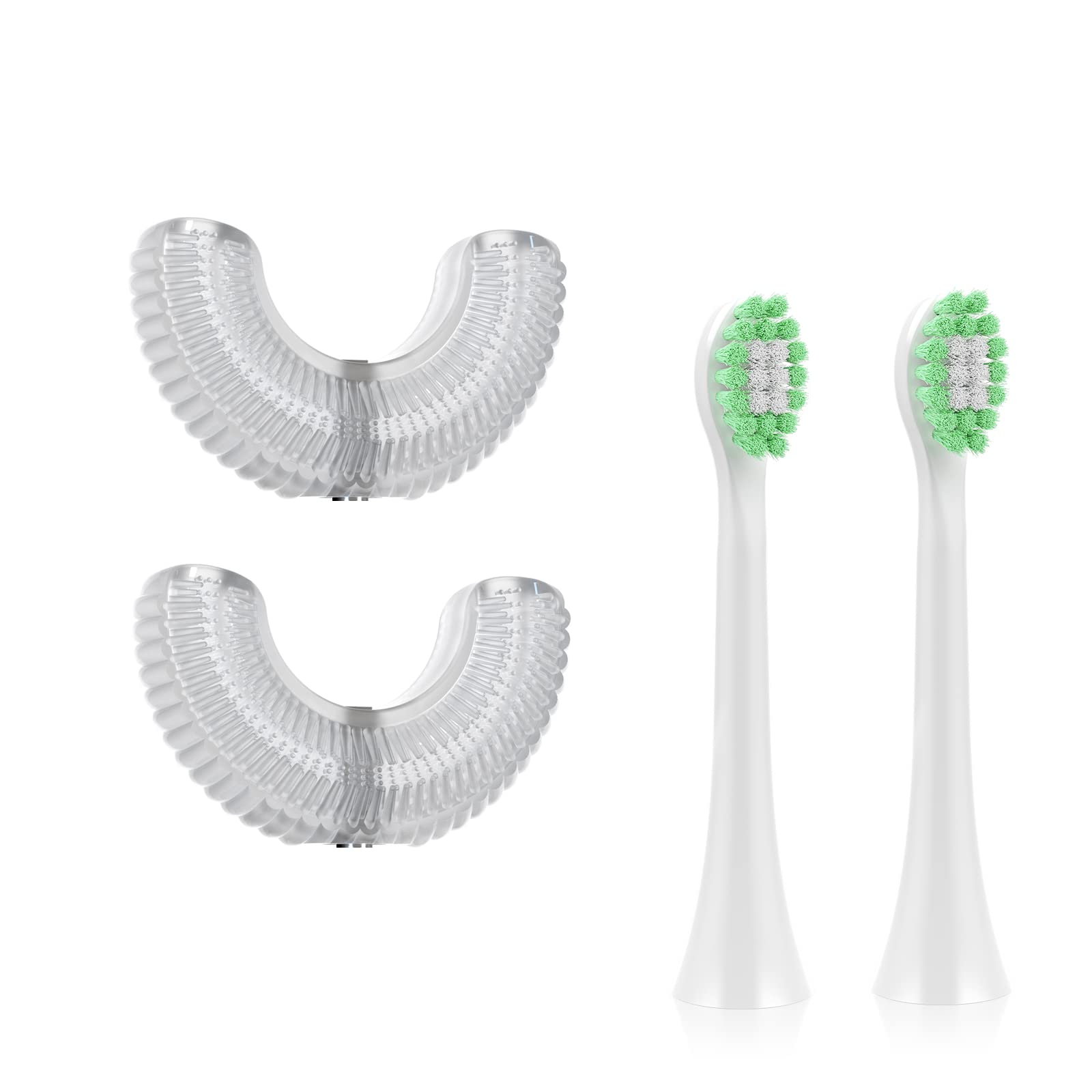 Flying Ideas Kids Electric Toothbrush Replacement Heads with 2*U Shaped Heads and 2*Regular Heads (4pcs)