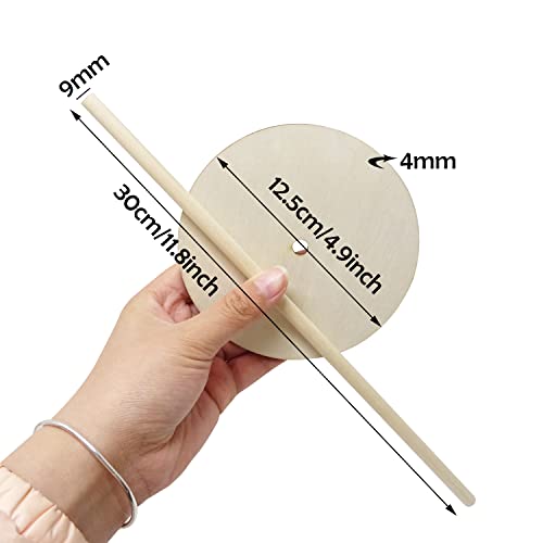 Honbay 4PCS Round Wood Donut Stands Doughnut Dessert Stands Bagels Display Holder, for Wedding, Birthday, Kids, Baby Shower