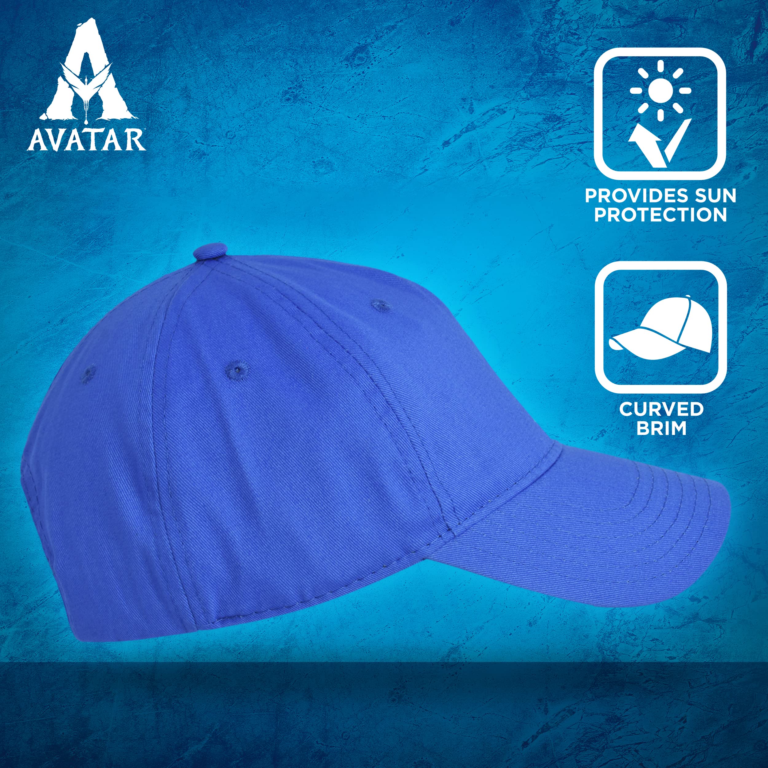 Concept One Disney Avatar: The Way of Water Dad Hat, Cotton Adjustable Baseball Cap with Curved Brim, Blue, One Size