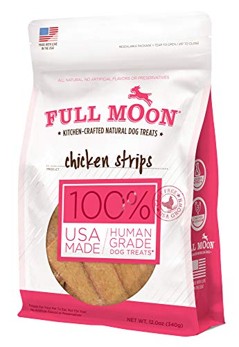 Full Moon All Natural Human Grade Dog Treats, Chicken Strips, 12.5 Ounce