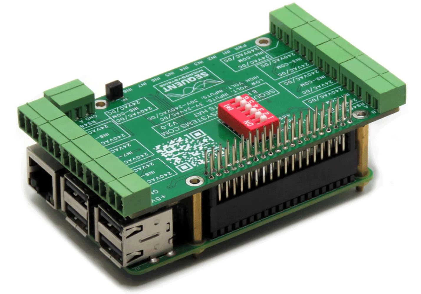 Eight HV Digital Inputs 8-Layer Stackable HAT for Raspberry Pi