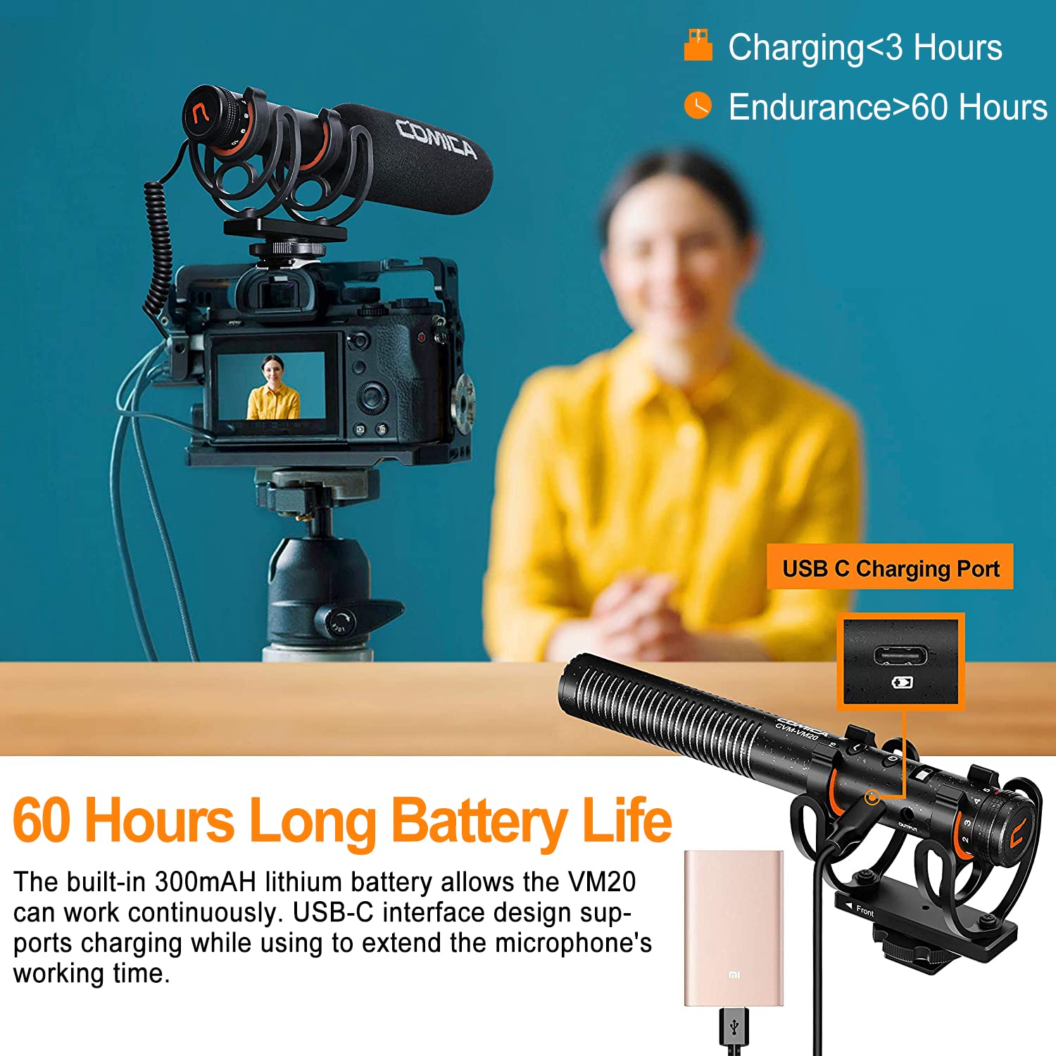 comica VM20 Shotgun Microphone, Super-Cardioid Camera Microphone with Rycote Shockmount, Windscreen, Wind Muff, OLED Power Display, Video Microphone for Smartphones, DSLR Cameras, Tablets, Laptops