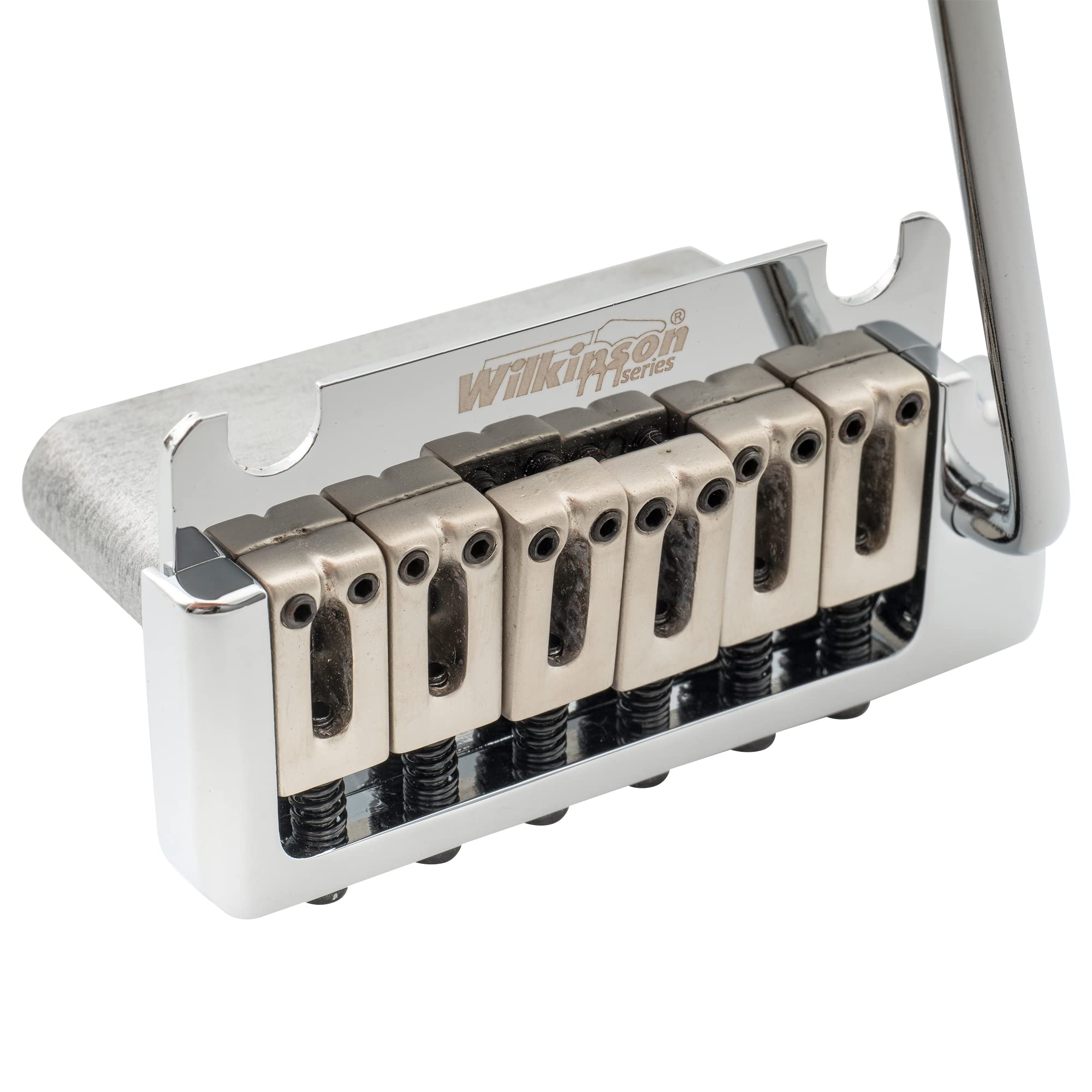 Wilkinson 52.5mm (2-1/16 inch) Full Block ST Guitar Tremolo Bridge Pop-In Arm 2-Point for American Standard or Professional Fender Strat, Chrome