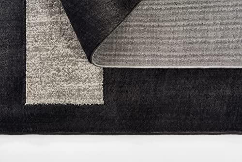 Momeni Edition Geometric Polyester Charcoal Area Rug, 7'9" x 9'10" Sized Rug for Living Room, Bedroom, Dining Room, and Kitchen