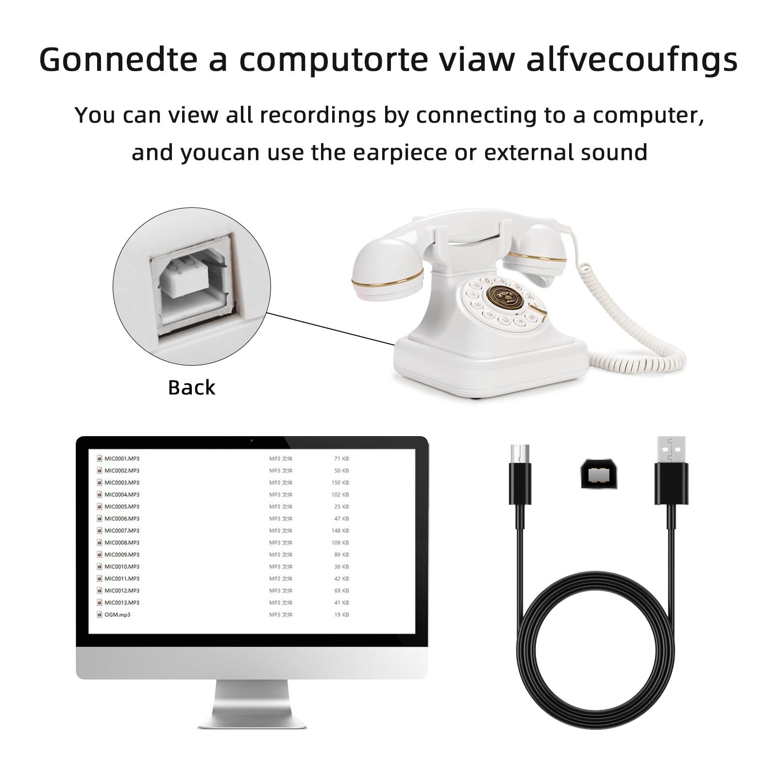 ECGOIOE 32GB Audio Guest Book Wedding Phone Record Customized Audio Messages with GuestBook Preserve Your Special Occasions Ideal for a Variety of Memorable Party Occasions