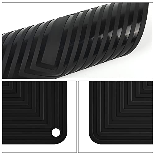 IFFMYJB Silicone Trivet Mats for Hot Pots & Pans Hot Dishes, Silicone Pot Holders, Hot Pads for Kitchen, Multipurpose Heat Resistant Mat for Silicone Hot Pads, Trivet Mat 2 Set Black