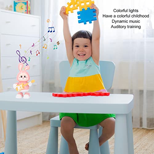 jerss Dancing Bunny Model ABS Robot Exquisite Dancing Bunny Model Electric Sound for Kids Party (Pink)