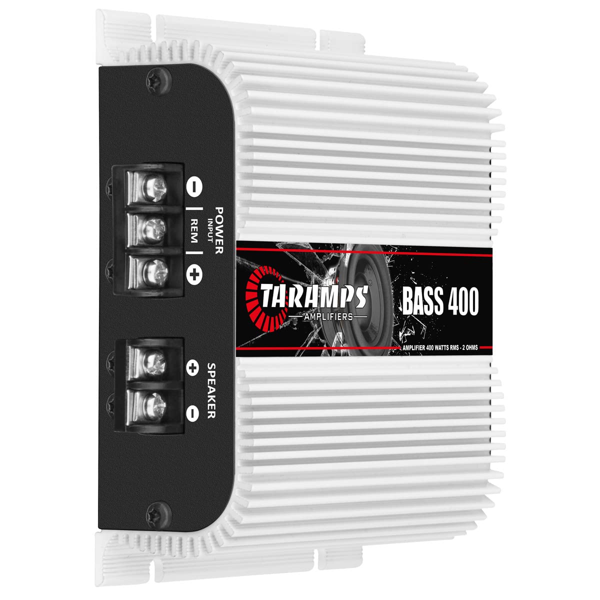 Taramps Bass 400 2 Ohms Monoblock Amplifier 400 Watts Rms 1 Channel 14.4VDC Out Power Full Range, Great for Sub/Bass - Rca/High Level Input, Car Audio