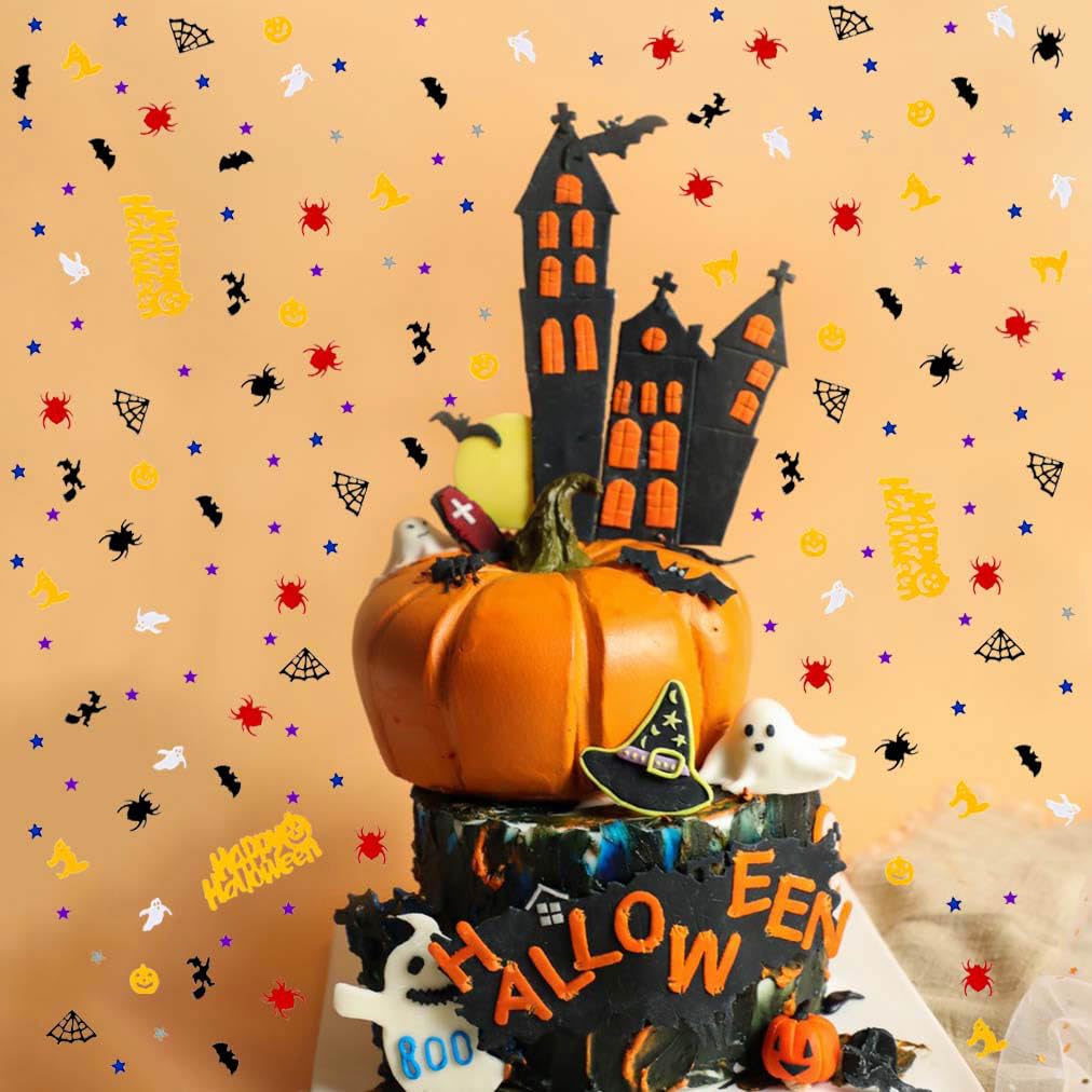 Halloween Confetti Halloween Spider Pumpkin Ghost Bats Witch Shape Table Scatters Confetti for Halloween Decorations Halloween Ghost Pumpkin Confetti Party Sets