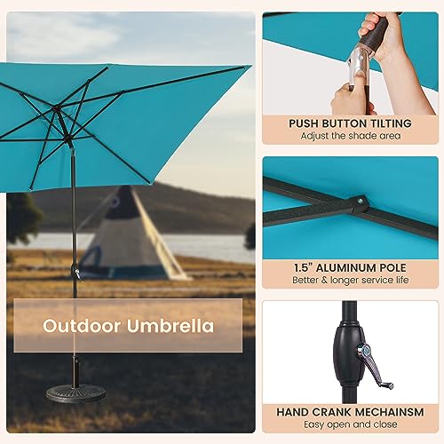 MONDAWE Outdoor Patio Umbrella 10 x 6.5 FT Rectangular Market Umbrella with Tilt and Crank Aluminum Commercial Table Umbrella for Pool Backyard Balcony