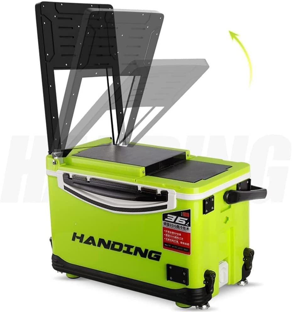 Fishing Box, Portable 36L Full Set of Ultra-Light and Multi-Functional Table Fishing Box with Hidden Backrest, Four-Leg Lift, for Outdoor Camping Competition