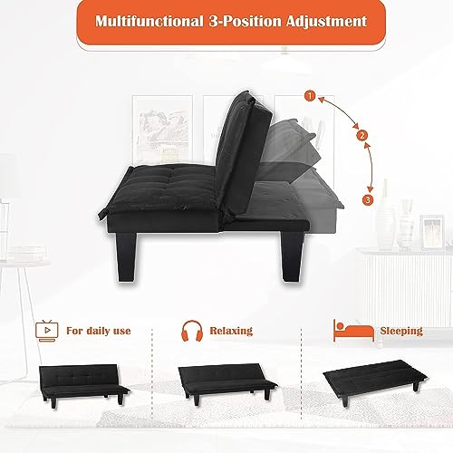 LCH Convertible Folding Sofa Bed, Futon Sofabed with 3 Adjustable Positions for Living Room, Home, 63.8β x29.9βx 28.3β, Black