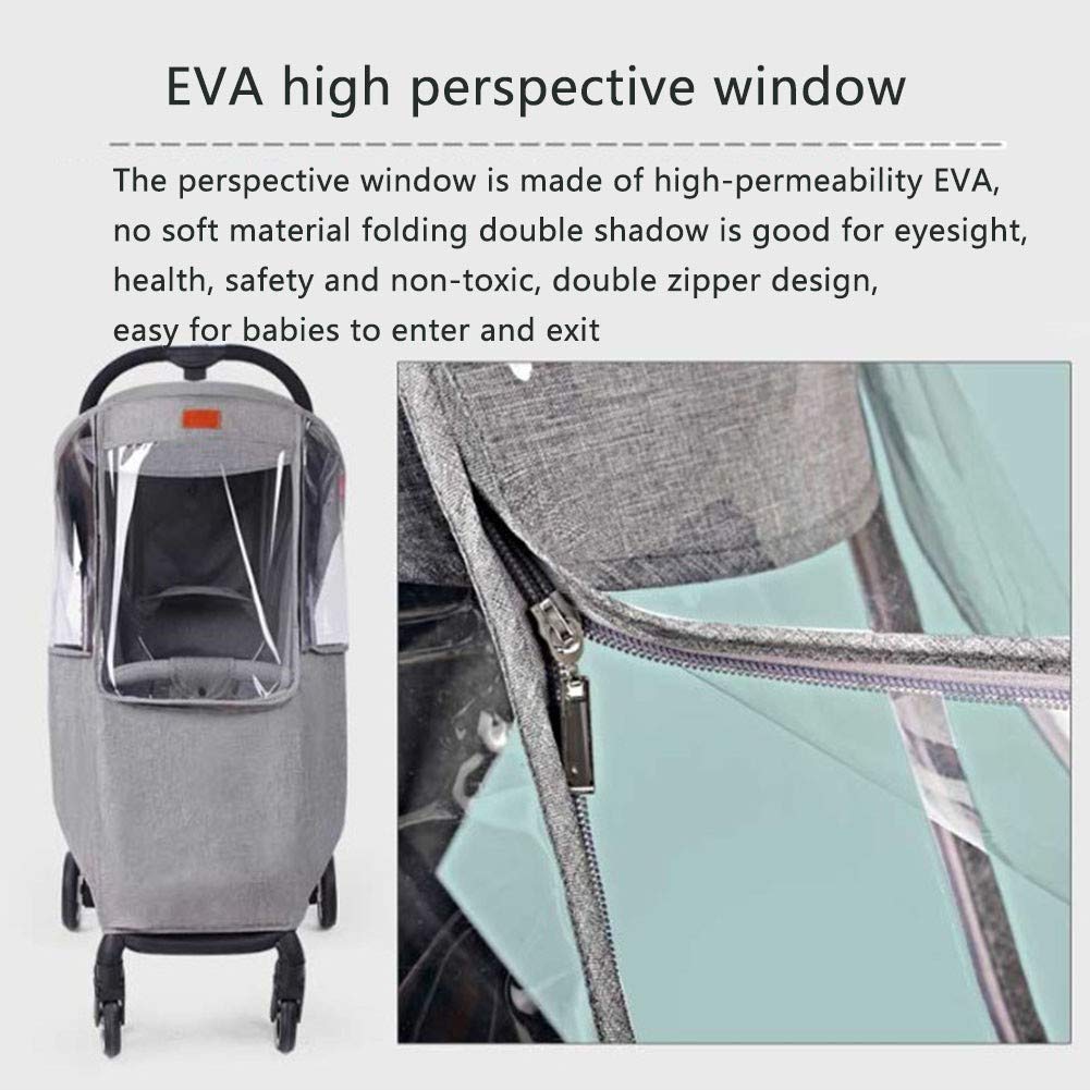 CTEGOOD Rain Cover for Double Stroller Tandem Stroller Weather Shield Universal Size Adjustable Elastic Band, Waterproof, Windproof for Baby Outdoor Protection