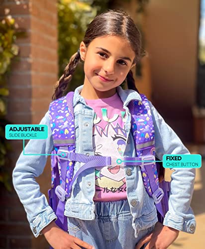 mibasies Unicorn Backpack for Girls 5-8, Large Capacity elementary school backpack(Purple Unicorn)