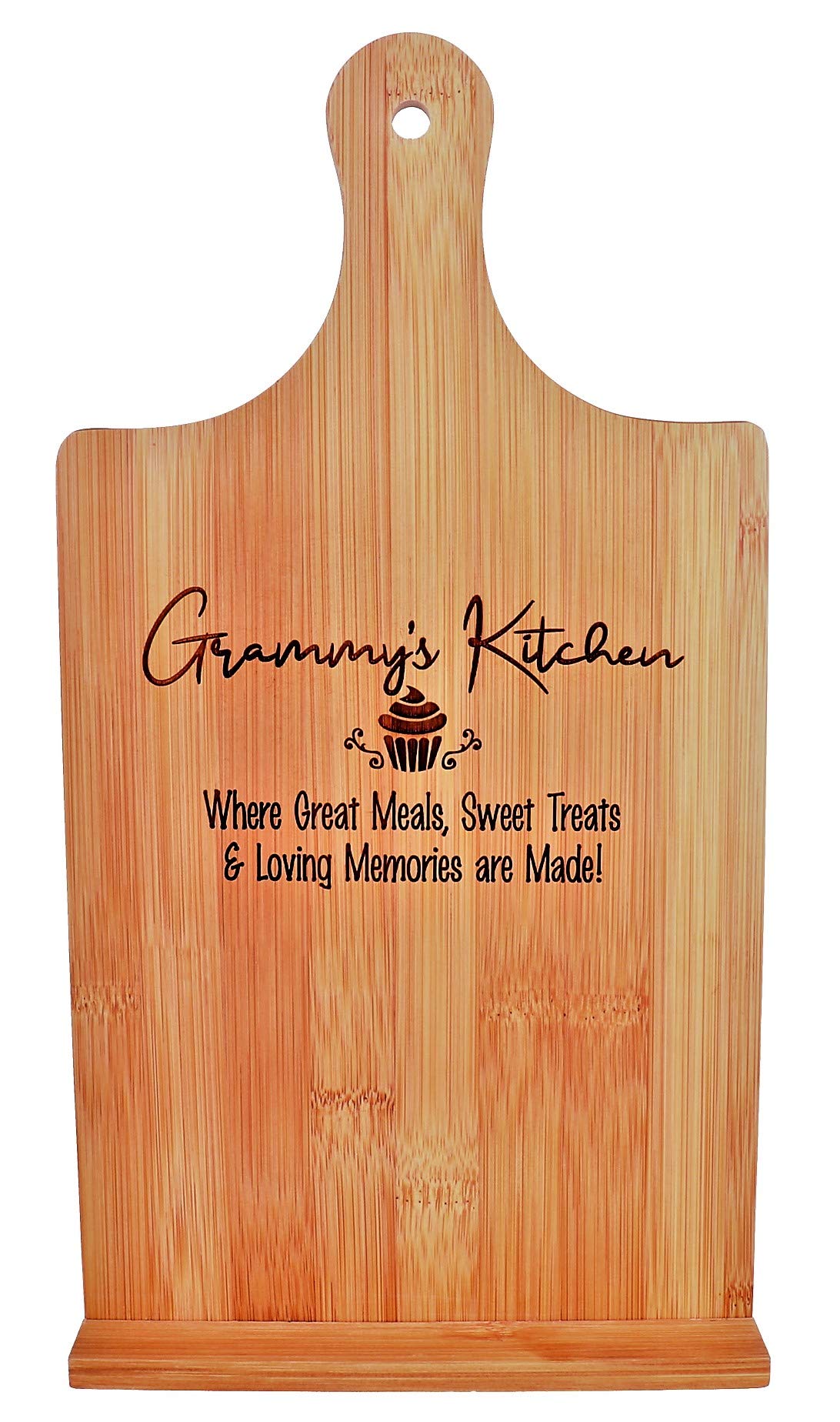 Grammy Gift Recipe Cookbook Holder Stand - Engraved Bamboo Cutting Board Foldable Chef Easel Metal Hinges Kickstand iPad Tablet Compatible Christmas Birthday Mother's Day Kitchen Decor (7.25x13.5)
