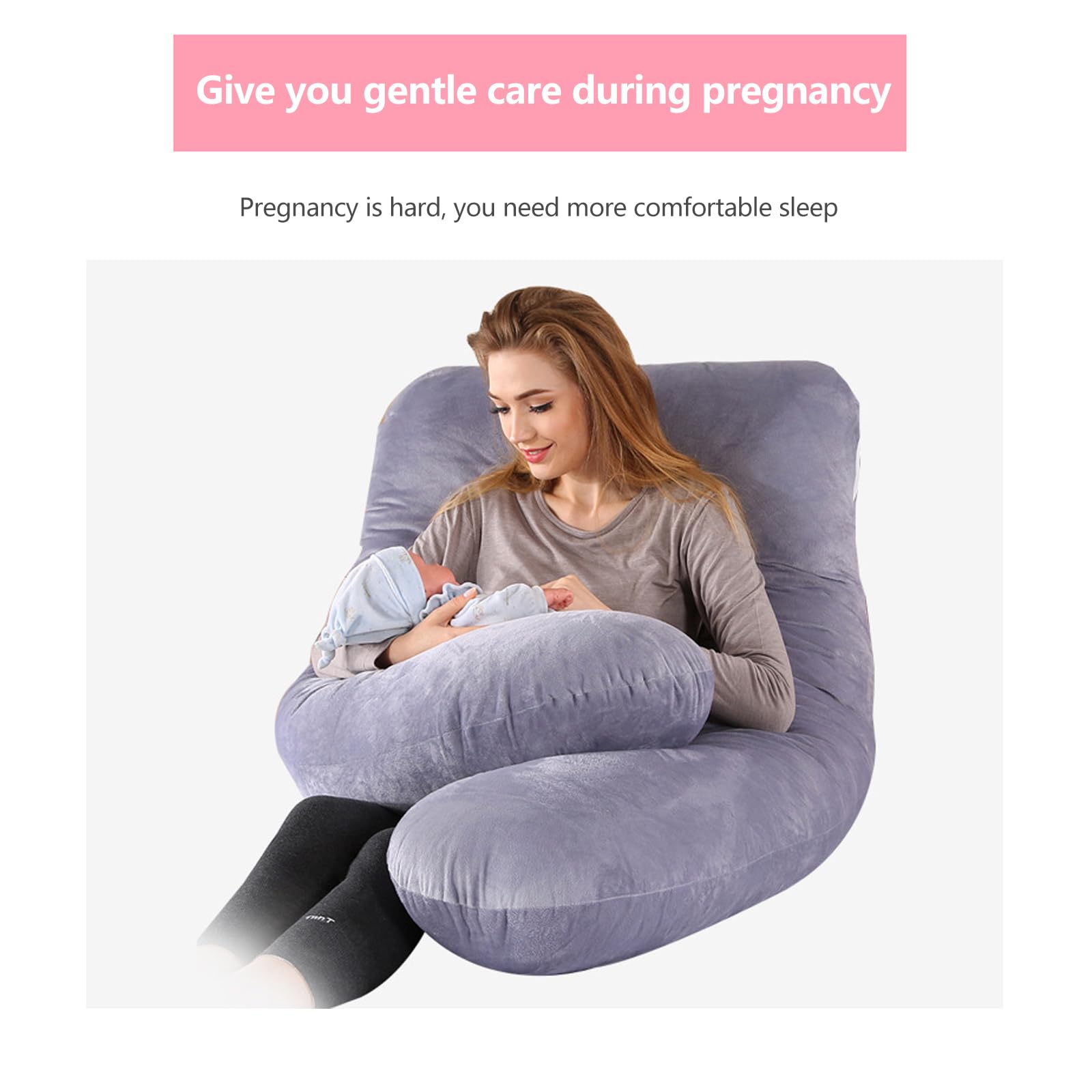 Datoubuda Comfortable Pregnancy Pillow,Full Body Support,Suitable for Pregnancy,Side Sleeping,and Breastfeeding,Pregnancy Pillows for Sleeping,Body Pillows for Adults,Maternity Pillow