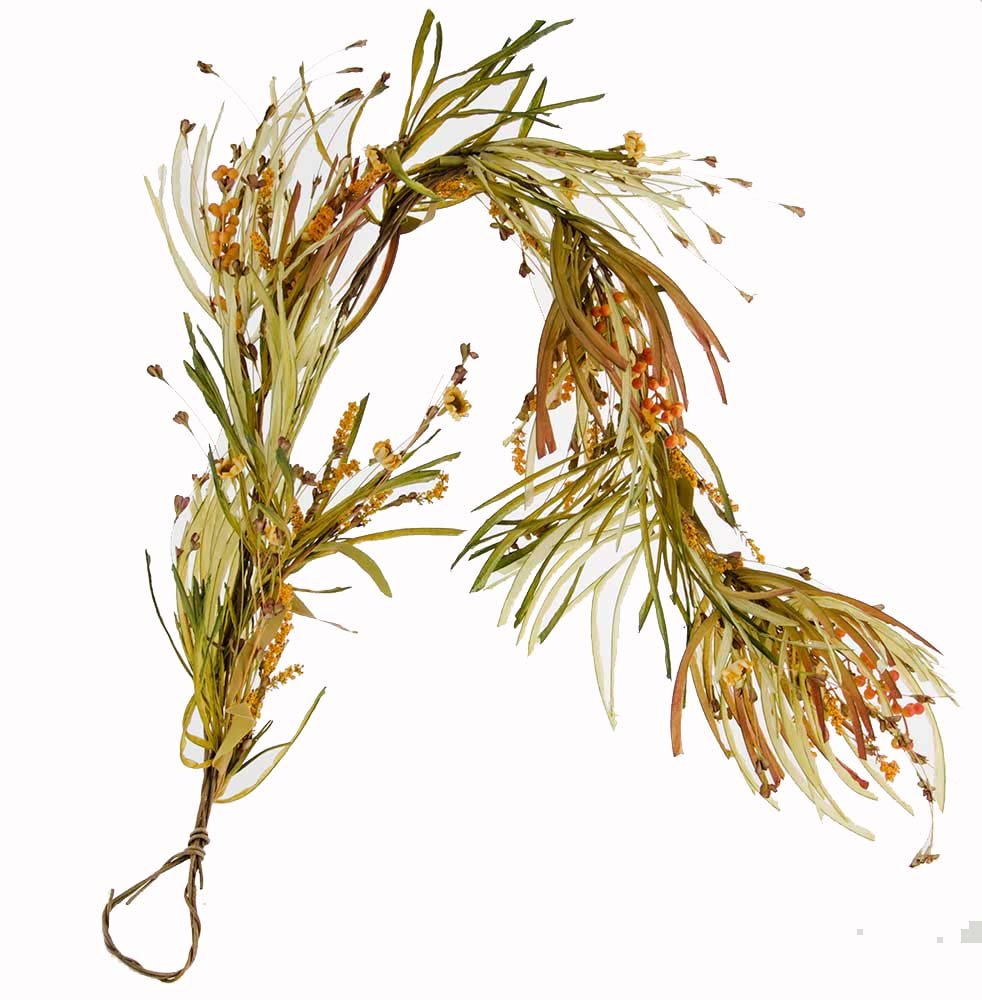 CWI Sunflower/Grass Garland - 4ft - Artificial Garland for Mantle, Arch, Table, and Entryway