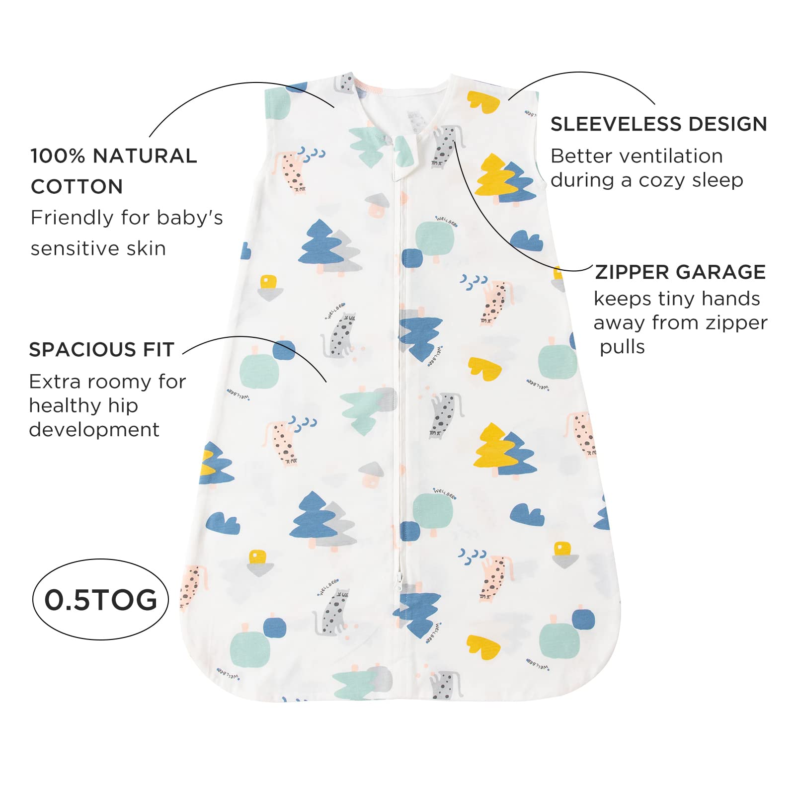 Duomiaomiao Baby Sleep Sack Cotton Lightweight Baby Wearable Blanket, Breathable Comfy Toddler Sleeping Sack