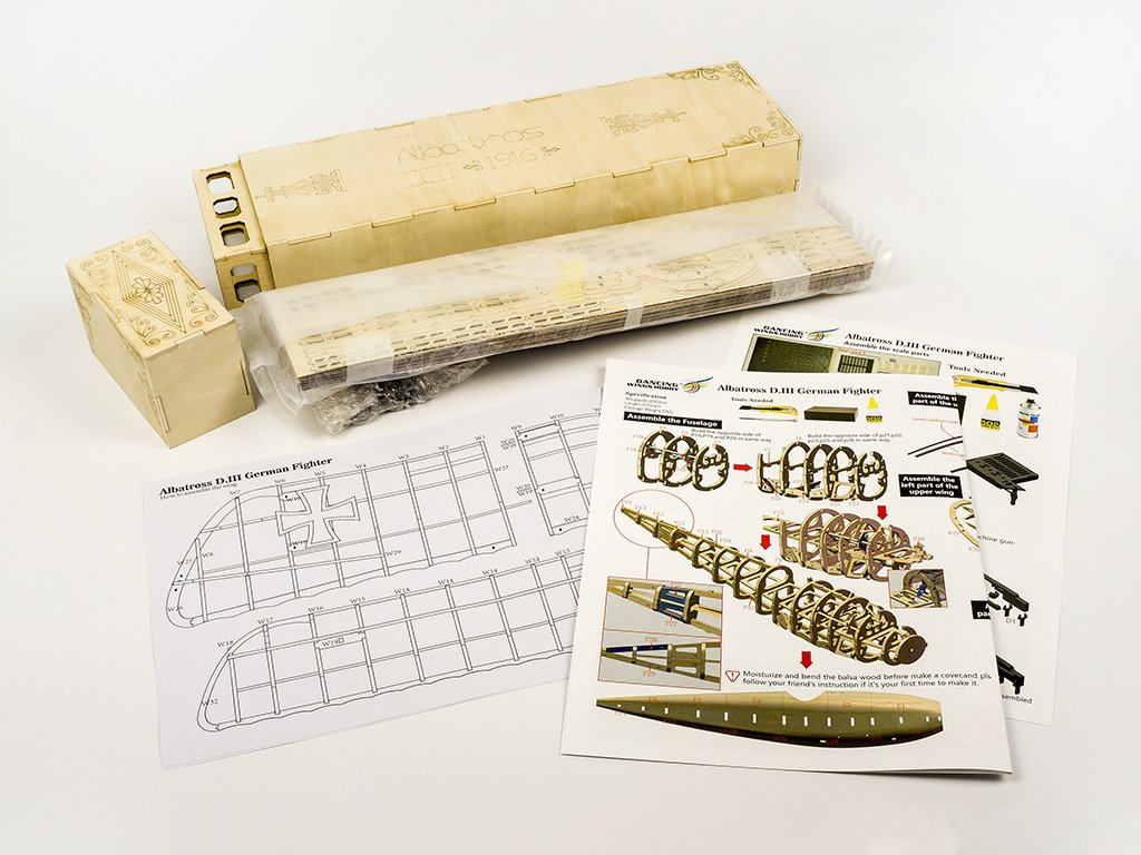 Dancing Wings Hobby Static Model Wood DIY Replica Display kit Albatross 500mm Wingspan Airplane KIT Version Building Craft Wood Furnishing VS02