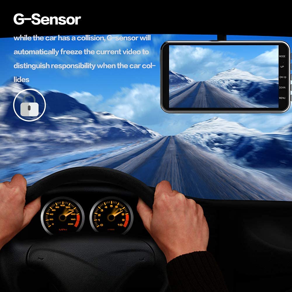 Dash Cam for Car Front Rear Dual Car Camera 4" IPS 1080 Driving Recorder 170°Wide Angle with Backup Camera,G-Sensor, WDR Loop Recording,DVR Parking Monitor,Night Vision,Motion Detection[2022 New]