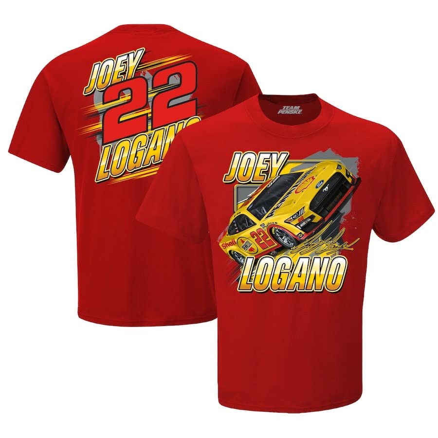 Checkered Flag Sports Joey Logano 22 2023 Racing T-Shirt - Short Sleeve Automotive Racing Apparel Medium