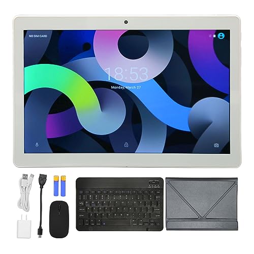 DAUERHAFT 10.1 Inch Tablet, 12GB RAM 256GB ROM 1920x1200 Resolution 100-240V 10.1 Inch Tablet PC 20MP Rear Camera GPS for Business for Entertainment (US Plug)