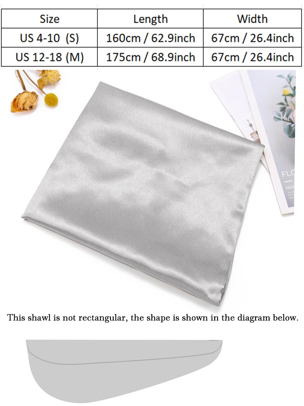 EASEDAILY Women's Shawls and Wraps for Evening Dresses Wedding Scarf Elegant Bridal Stoles Shrug for Bride and Bridesmaid (US 4-10 (S), C-silver)