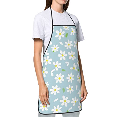 Cute Daisies On A Blue Sky Aprons For Women Men Waterproof Bib Apron Chef Aprons For Kitchen Cooking Baking Bbq Gardening
