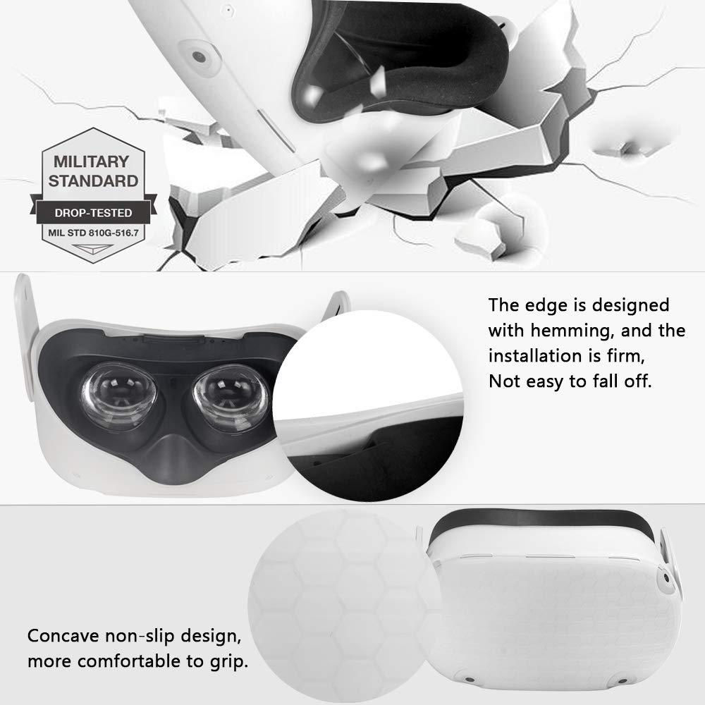 Vakdon VR Shell Protective Cover Compatible for Oculus/Meta Quest 2 Front Face Protector Cover Anti Scratch Anti Dust Anti Shock, Soft and Washable (Transparent)