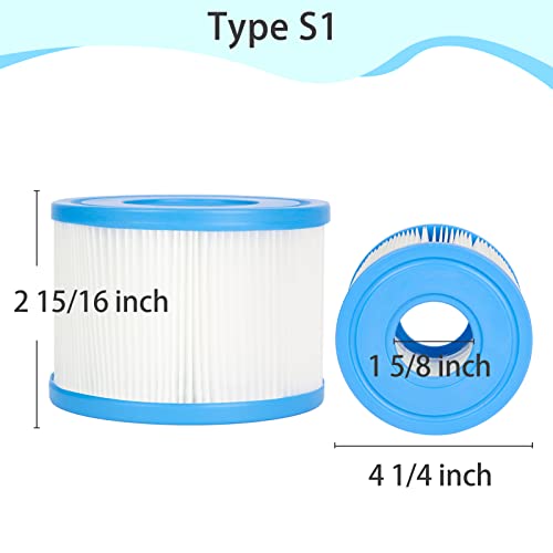 Future Way 6 Pack Type S1 Spa Filter Compatible with Intex Hot Tub, Portable Inflatable Hot Tub Spa