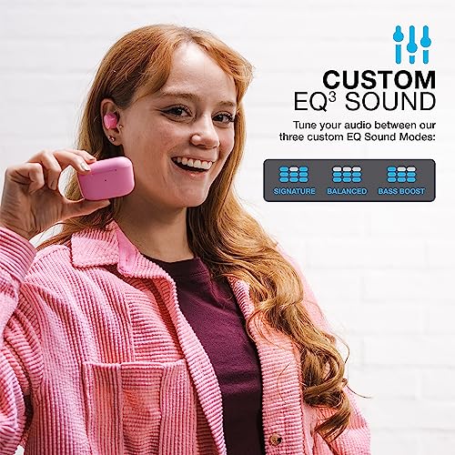 JLab Go Air Pop True Wireless Bluetooth Earbuds + Charging Case, Pink, Dual Connect, IPX4 Sweat Resistance, Bluetooth 5.1 Connection, 3 EQ Sound Settings Signature, Balanced, Bass Boost