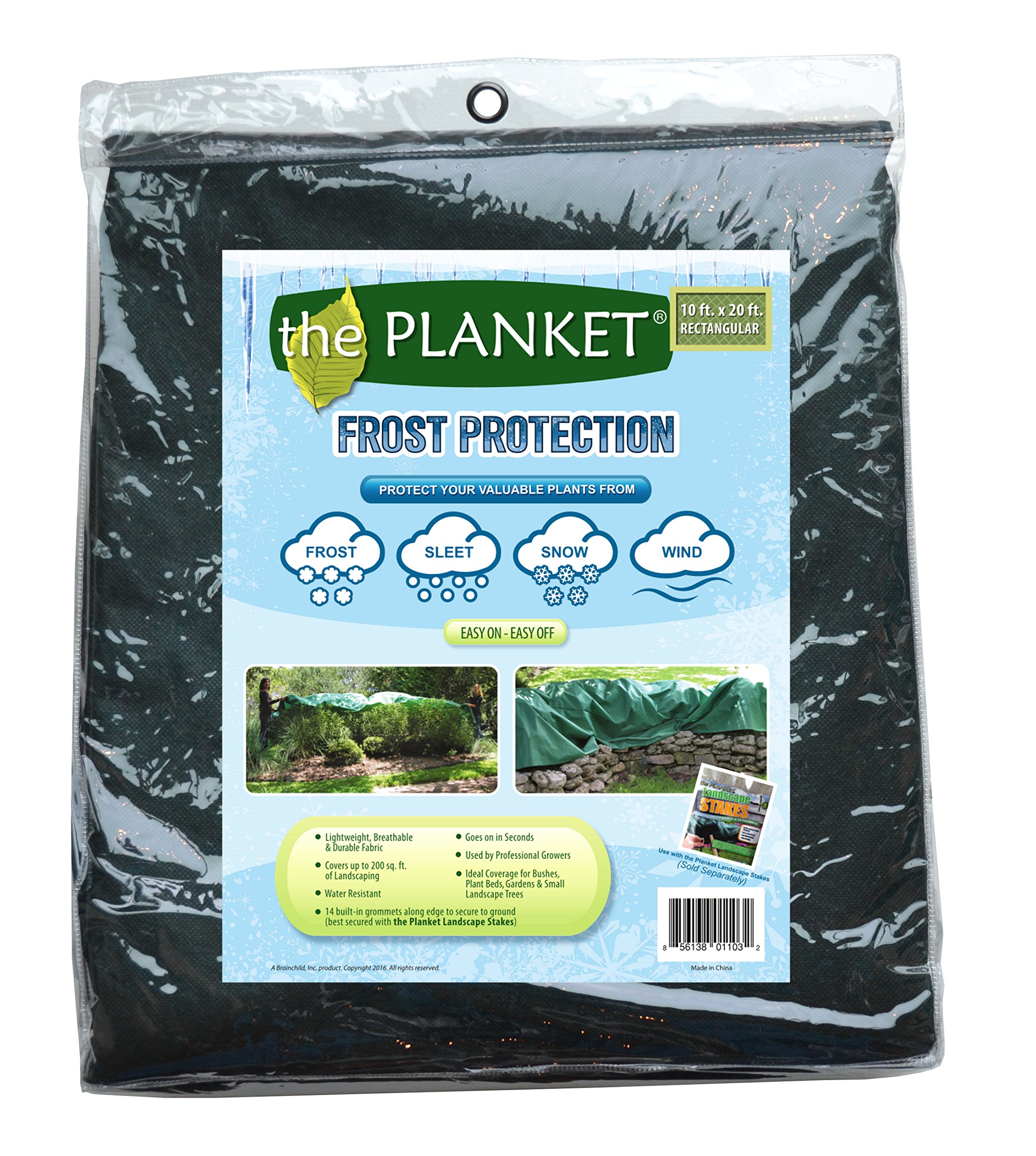 the Planket 11200 10 x 20 ft Frost Protection Plant Cover, Rectangular, Dark green