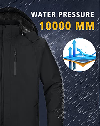 Rapoo Winter Jackets for Men Winter Coats for Men Rain Waterproof Windbreaker Jackets Coats for Men Mens Fleece Warm Snowboard Ski Snow Military Tactical Jacket Coats Black S