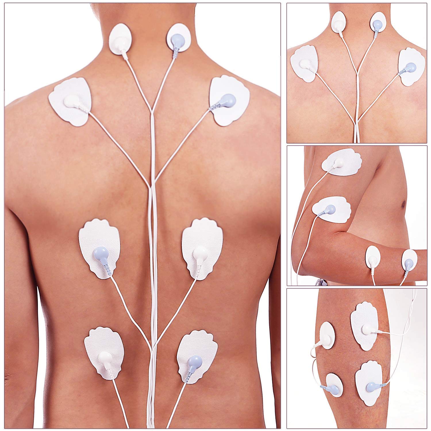 LiteTour 20 Pieces TENS Unit Replacement Pads - Universal 3.5mm Snap-on TENS Electrode Pads High Conductivity, Reusable Electrodes Pads for TENS Massager and Muscle Stimulation