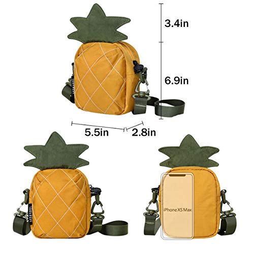 Van Caro Pineapple Shape Mini Purse,Women Crossbody Oxford Fruit Bag Cellphone Purse Ginger