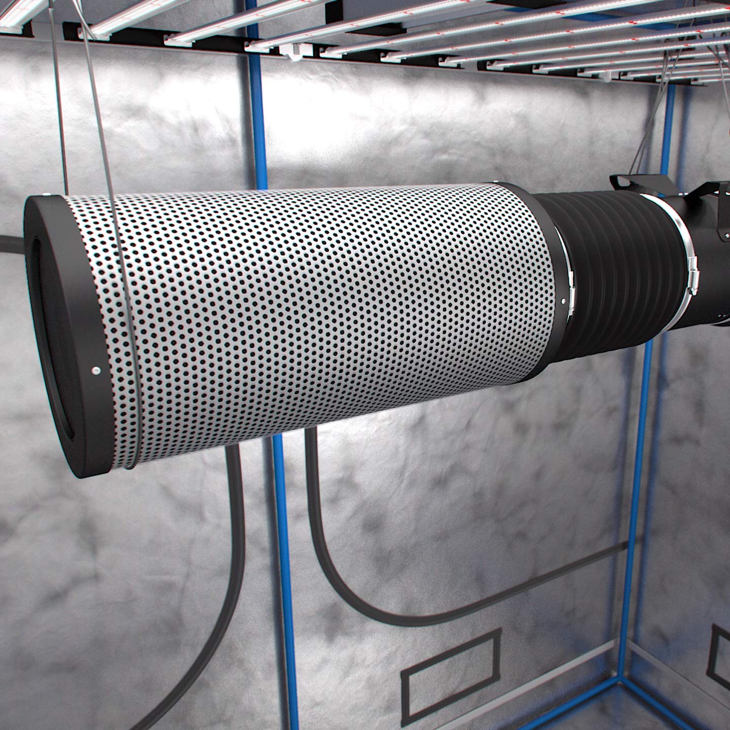TerraBloom 4" x 12" Carbon Filter for Grow Tent - 46mm Charcoal Carbon Air Filter - Maximize Airflow with 200 CFM - Premium Carbon Air Filter & Charcoal Filter for Homes & Commercial Applications